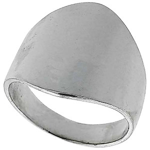17mm Long Sterling Silver Classic Cigar Band Ring for Women High Polished 3/4 inch size 8