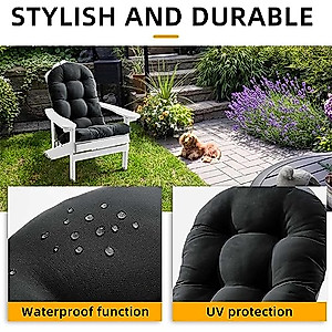 SciAza Outdoor Adirondack Chair Cushion High Elastic Lounge Chair Cushion Waterproof UV Resistant and Soft High Back Chair Cushion for Garden and Terrace Chairs (Beige,43.3 * 19.6in)