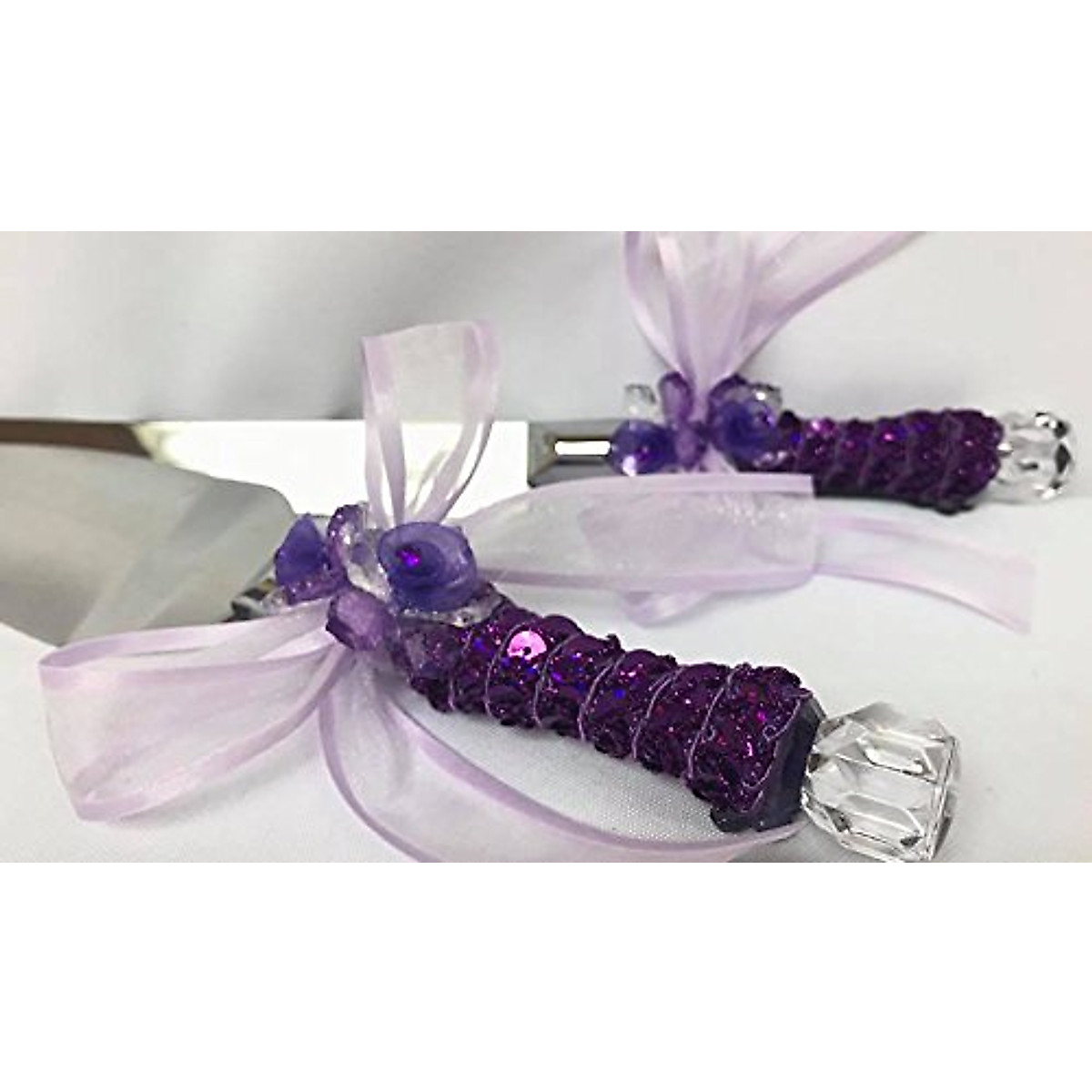 Purple Cake Knife & Server Set Bow Design For Wedding All Occasion