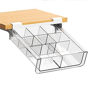 vacane Clear Under Shelf Drawer Organizer, Under Cabinet Shelf Hanging Storage Easy to Install, Bpa-Free Plastic Storage for Closet Kitchen Pantry Cupboard