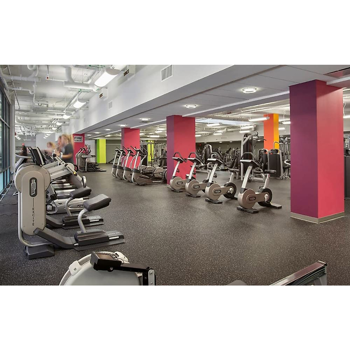 American Floor Mats Sport 8mm Heavy Duty Rubber Flooring - Interlocking Rubber Tile (23" x 23") 10% Blue 9'7" x 15'4" Set (146 Square feet)