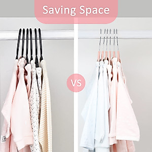 ManGotree 11.8'' Baby Velvet Hangers with Movable Clips, Non-Slip Kids Clothes Hangers, Ultra-Thin Space-Saving Children's Felt Hangers for Shirts, Pants, Dresses, Skirts, Jackets (16 Pack, Pink)