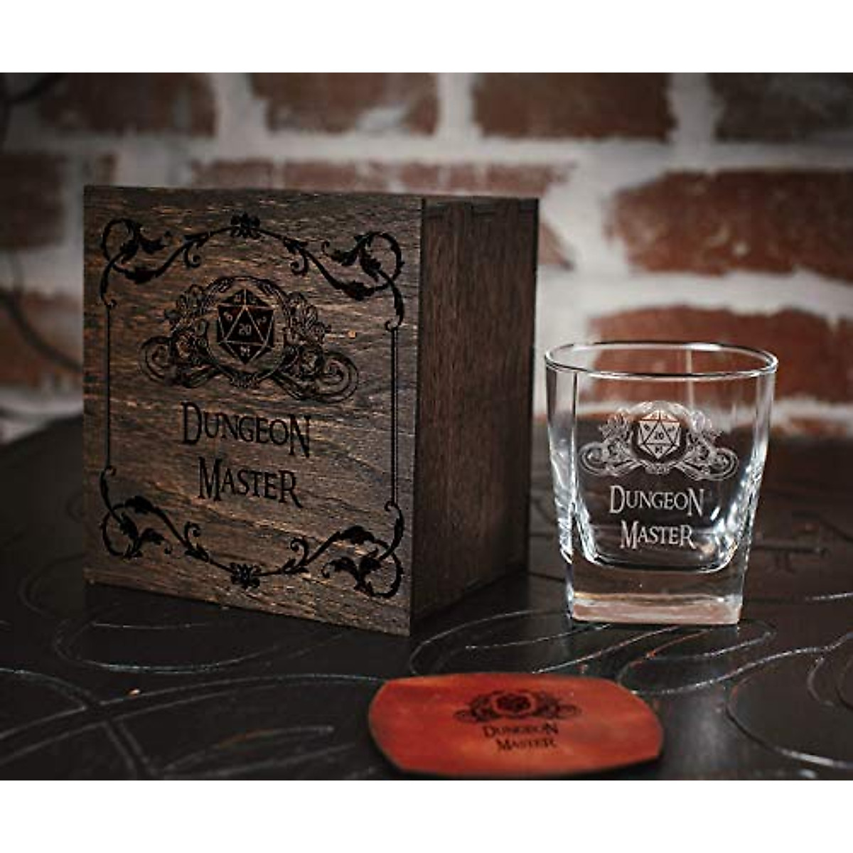 Game Master Gift Idea - Role Game Style Whisky Glass with Gift Box - Presents for Him (Dungeon Master with Dice)