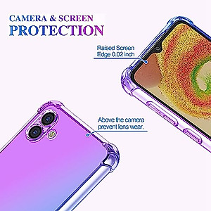 Ueokeird for Galaxy A04 Case, Samsung M13 5G SM-A045F Case, Clear Cute Gradient Phone Case Slim Anti Scratch Flexible TPU Cover Shockproof Protective Case for Samsung Galaxy A04 4G (Purple/Blue)