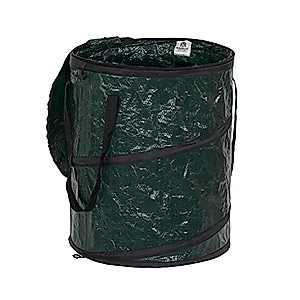 Household Essentials Pop Up Hamper, Pop Up Camping Trash Can, Great for Outdoor or Indoor Use, Portable and Collapsible with Zippered Top, Green
