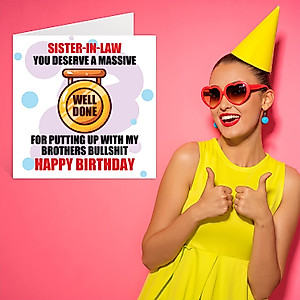 Funny Birthday Cards for Sister in Law - Massive Well Done - Joke Happy Birthday Card for Sister in law, Sister in law Birthday Gifts, 5.7 x 5.7 Inch Greeting Cards Gift from in laws