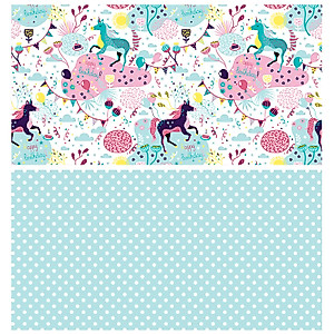 WRAPAHOLIC Jumbo Reversible Unicorn Wrapping Paper - Jumbo Roll - 24 Inch x 65.5 Feet - Girls Birthday Wrapping Paper for Kids Girls Birthday, Baby Shower