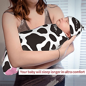 Cow Print Newborn Swaddle Blanket Baby Pink Heart Swaddle Blankets with Beanie Hat Sets Infant Gifts for Boys Girls Soft