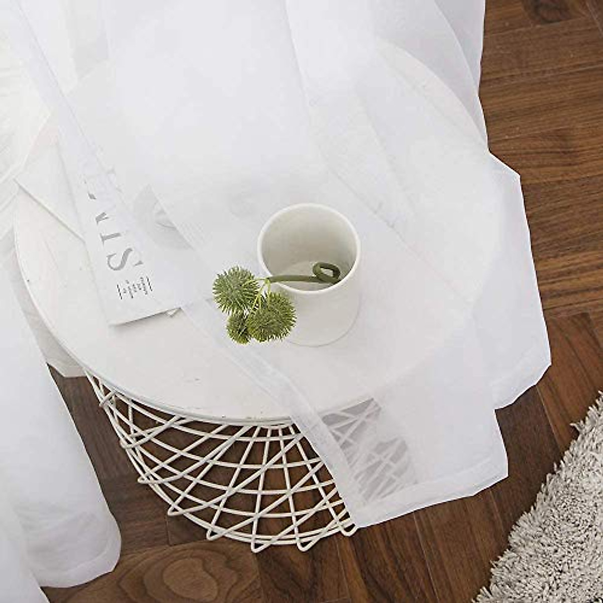 MIULEE 2 Panels Solid Color White Sheer Curtains Elegant Grommet Window Voile Panels/Drapes/Treatment for Bedroom Living Room (54X96 Inch)