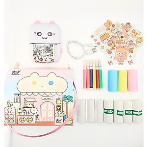 InspireNova Mini Pocket Printer-Sticker Printer-Inkless Printer-10 Rolls Paper-Fun-Gift for Kids-Portable Thermal Printer-Pictures-Receipts-Notes-Lists-Label-Used in Home Office- Android or iOS APP