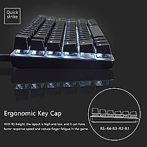 Wired Mechanical Gaming Keyboard USB Metal Blue Switch PC Gaming Keyboard with White LED Backlit for Computer Gamers (Blue Switch, Black)
