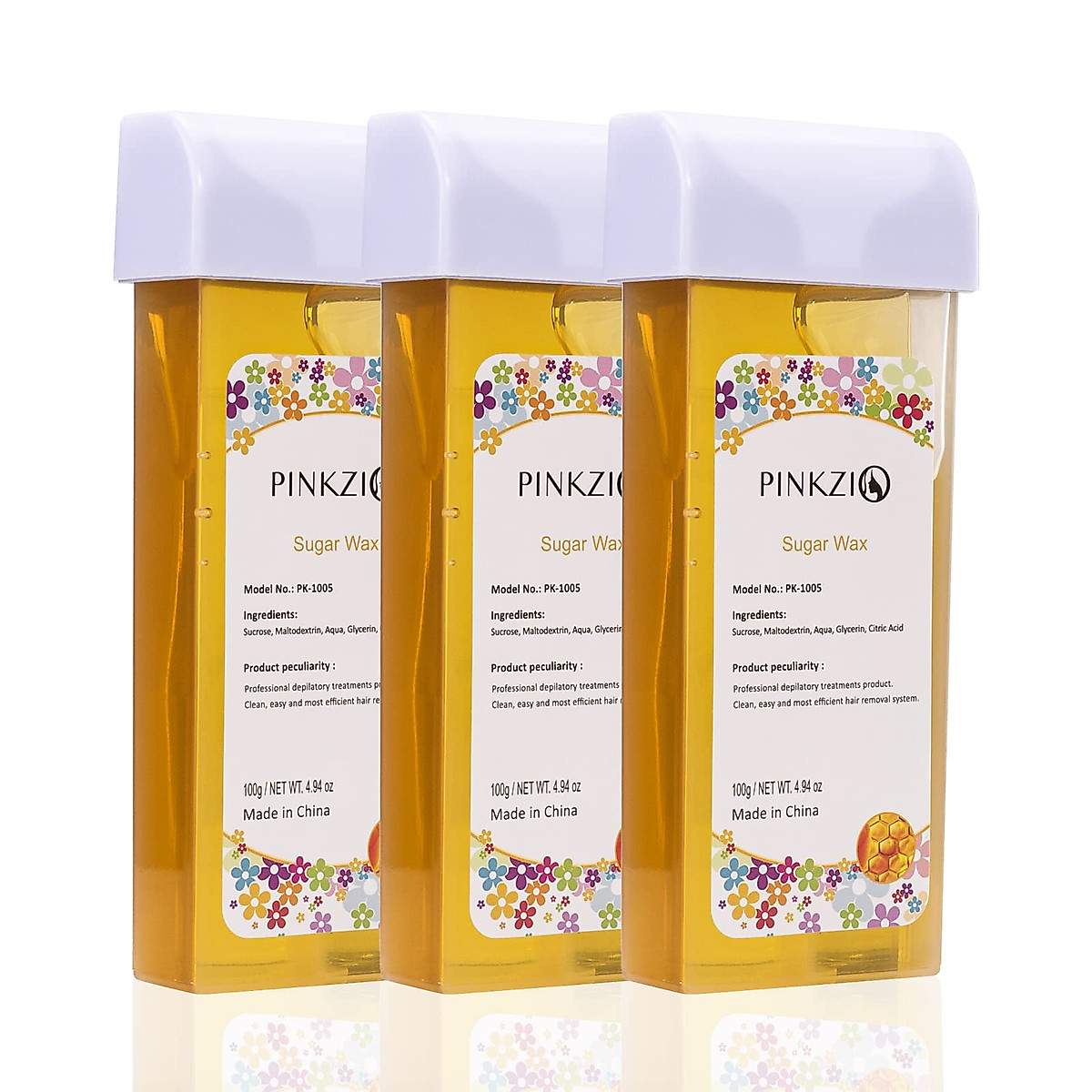 Hair Removal Roll On Wax Refill - Wax Cartridge Depilatory Wax Roller for Legs and Arms 3.52 Ounce By PINKZIO (3 Pack)