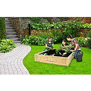 4x4 Cedar Raised Garden Bed Kit – Elevated Ground Planter for Growing Fruit/Vegetables/Herbs – (47 x 47 x 11) inches – Natural Rot-Resistant Wood Last 5+ Years Outdoors