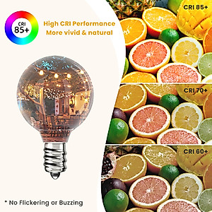 Svater G40 LED Replacement Light Bulbs for String Lights, Dimmable E12 Base Shatterproof Bulbs, 1W Equal to 5W, Warm White 2700K, 50Pack