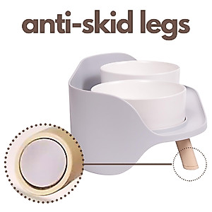 A4DOG Ceramic Dog Bowls with Stand - Elevated Dog Water and Food Bowl Set 13.5oz Cat & Dog Feeding Station Spill Proof Splash Proof Raised Pet Food Bowls for Dogs, No Mess Pet Feeder - Gray