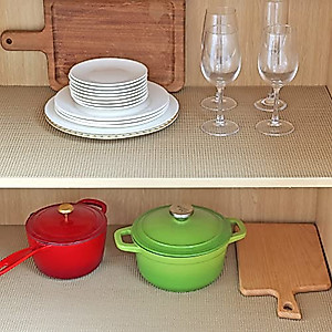 Moretoes Drawer and Shelf Liner, Non Adhesive 12 in x 25 FT Durable and Strong Cabinet Liner Non Slip for Kitchen Cupboard Pantry Table Desk Storage Organizer (Beige)