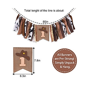 1st Birthday High Chair Banner - Cowboy Rodeo for Party Fabric Decor,Cake Smash Baby Shower,Backdrop Garland for photo props