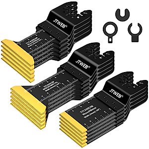 JTWEB 5PCS Titanium Oscillating Multitool Blade for Wood Metal, Titanium Oscillating Saw Blades for Nails Screws Cutting, Universal Multi Tool Blades Kits Oscillating Tool Blades fit Dewalt Milwaukee