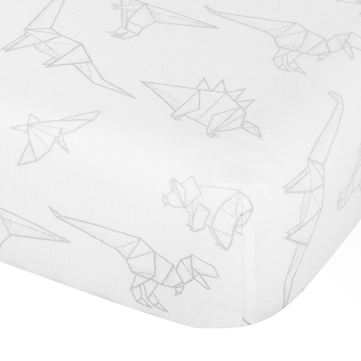 Andi Mae Crib Sheet - Grey Dinosaurs -100% Jersey Cotton - Fits Standard Crib or Toddler Mattresses