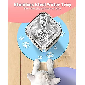 Petnimal Cat Water Fountain, 74oz/2.2L 304 Stainless Steel Cat Fountain Water Bowl with Water Level, Quiet Automatic Pet Water Fountain with Silicone Mat, Pet Fountain for Cats Dogs Multiple Pets