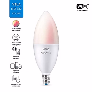 WiZ 40W B12 Color LED Smart Candle-Shaped Bulb - Pack of 1 - E26- Indoor - Connects to Your Existing Wi-Fi - Control with Voice or App + Activate with Motion - Matter Compatible