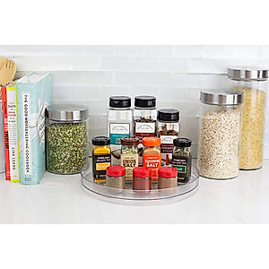 Home Basics Ta Spin Non-Skid Plastic 360 Degree Turntable – Rotating Stand for Dining Table, Kitchen Counters, Cabinets, Pantry and Fridge-Spices, Seas, Clear