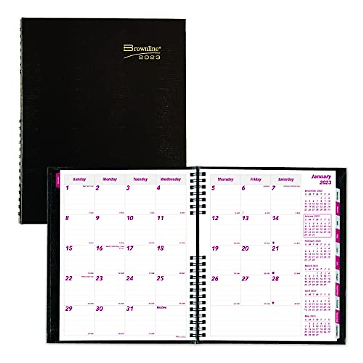 Brownline 2023 CoilPro Monthly Planner, 14 Months, December 2022 to January 2024, Twin-Wire Binding, 8.875" x 7.125", Black (CB1200C.BLK-23)