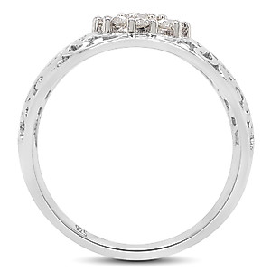 SAVEARTH DIAMONDS 2/5 cttw Round Cut Lab Created Moissanite Diamond Filigree Promise Engagement In 14K White Gold Over Sterling Silver Jewelry For Women (VVS1 Clarity, 0.40 Cttw)-10