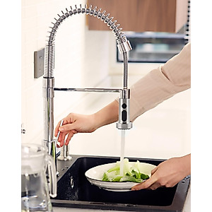 Hibbent Pull Down Kitchen Faucet Head Replacement, 3 Function Sink Faucet Sprayer Head Nozzle with 10 Adapters, Compatible with Moen, American Standard, Delta, Kohler Faucets, Brushed Nickel