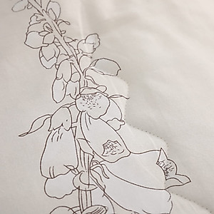 SLEEPBELLA Comforter King Size, 600 Thread Count Cotton Brown Branches and Blue Flowers Off-White Comforter Sets, Down Alternative Bedding Set 3Pcs(King, Off-White Botanical)