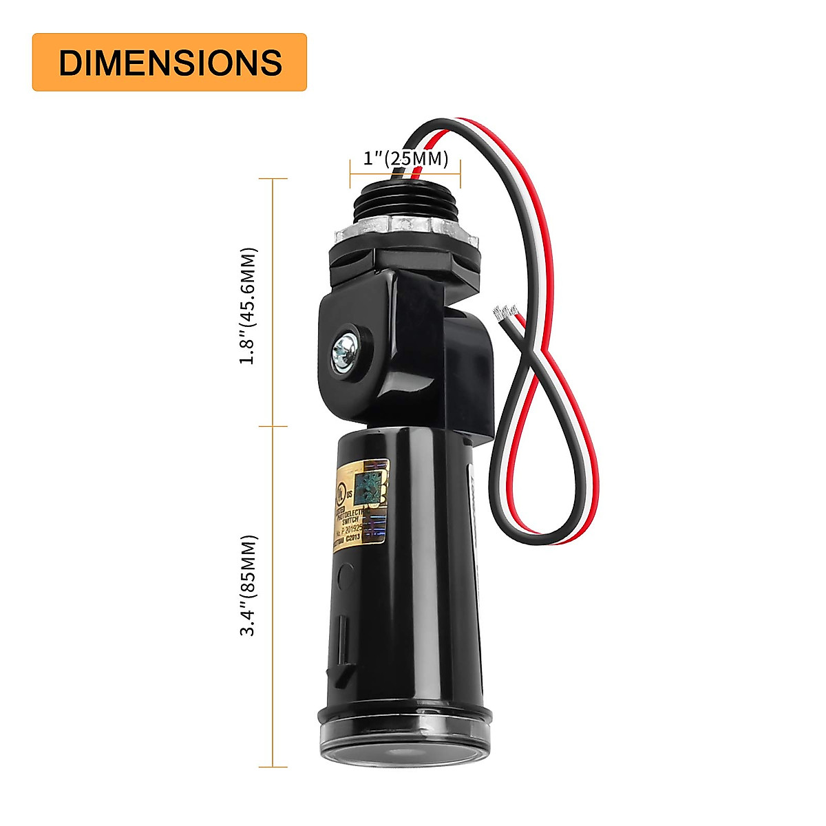 Outdoor Conduit Lighting Control with Photocell and Swivel Mount Photoelectric Switch for Wall Packs, Shoebox Porch Lights 120-277V Photocell (2 Pack)