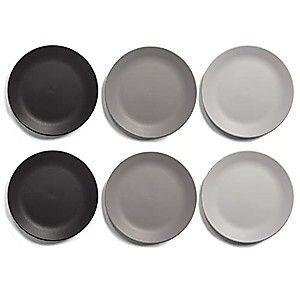 US Acrylic Everest Ultra-Durable Plastic 10 inch Dinner Plates in Grey Stone | set of 6 Reusable, BPA-Free, Made in the USA, Dishwasher Safe Dinnerware