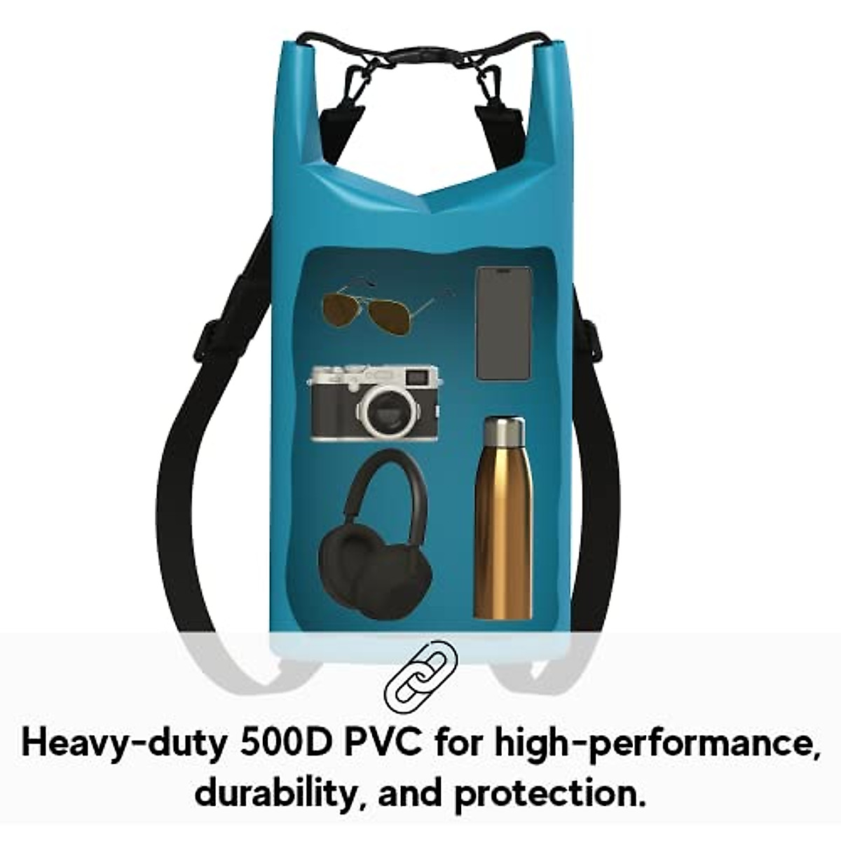 iChewie - Go Bag - Waterproof Dry Bag - Roll Top Compression Sack Keeps Gear Dry for Kayaking, Beach, Rafting, Boating, Hiking, Camping, Fishing, and more - 10L Black