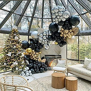 Metallic Silver Balloon Garland Arch Kit 100 Pack 18/12/10/5 Inch Latex Party Balloons Different Sizes Confetti Balloons Chrome Balloon for Engagement Wedding Graduation Christmas Party Decorations