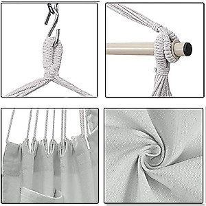 Jelofly Hammock Chair Oversized Hanging Rope Swing Seat Chair with Pocket Max 350 Lbs Superior Comfortable for Indoor Outdoor Home Bedroom Garden, Seat Cushions Not Included (Light Grey)