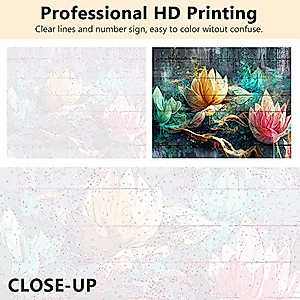 TUMOVO Paint by Numbers for Adults Flowers - Oil Painting for Adults Kids Paint by Number Kids Paint by Number Kits Adult Paint by Number DIY Acrylic Paint by Number Vintage Lotus, 16"x20"