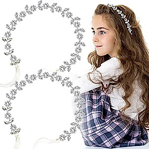 Jutom 2 Pieces Silver Flower Girl Headbands, Bridal Headband, Crystal Girl Headpieces, Princess Headbands, Rhinestone Headpieces, Hair Accessories for Women, Costume Party, Halloween Gifts