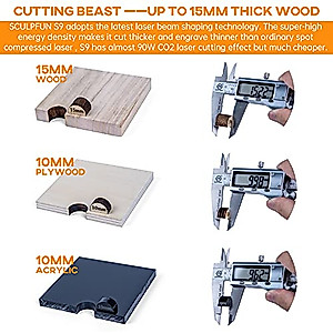 SCULPFUN S9 Laser Engraver, 90W Effect High Precision CNC Laser Engraving Cutting Machine, High Energy Laser Cutter for 15mm Wood, 0.06mm Ultra-Fine Fixed-Focus Compressed Spot, Expandable Area