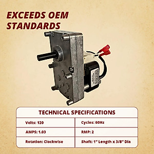 Englander CU-047042 Auger Feed Stirrer Motor 2 RPM Clockwise Gearbox Fits 10-CPM 25-EP/EPI 25-IP 25-IPM 25-IPS 25-PAH 25-PUF 49-SHCPM 49-TRCPM 55-SHPAH 55-SHPEP 55-SHPEPL 55-TRPAH 55-TRPEP