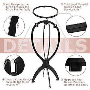 Dreamlover Wig Head Stand for Multiple Wigs, Black, 3 Packs