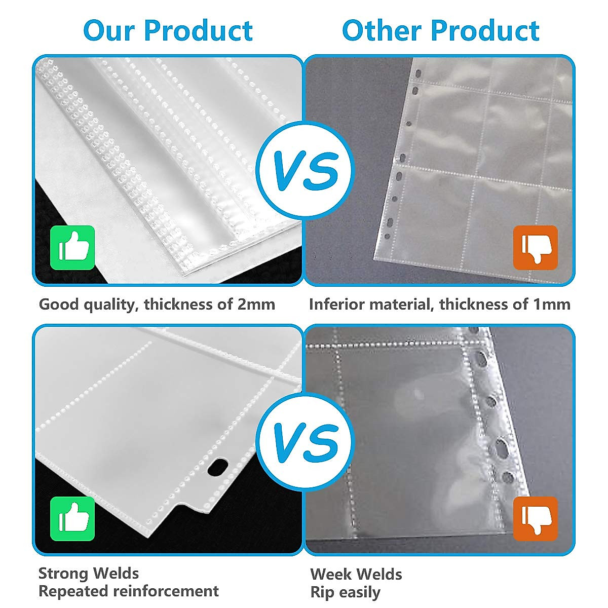 WOT I 9-Pocket Trading Card Sleeves, 1440 Pockets Double-Side Card Sleeves Clear Page Protectors for 3 Ring Binder Holds Sports Cards, Game Cards