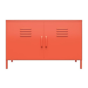 Novogratz Cache 2 Door Metal Locker Accent Storage Cabinet, Orange
