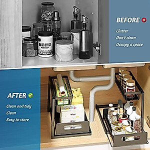 COOK A FUTURE Under Sink Organizers and Storage, Pull Out Cabinet Organizer, 2 Tier Multipurpose Kitchen Under Sink Organizer for Kitchen Bathroom Under Sink Organizer And Storage.