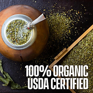 Kiss Me Organics Yerba Mate Tea - 17.6oz 100% Organic, Traditional, Loose Leaf Green Teas for a Hot or Cold Brew - Cultivated from Southern Brazil & High in Nutrients﻿