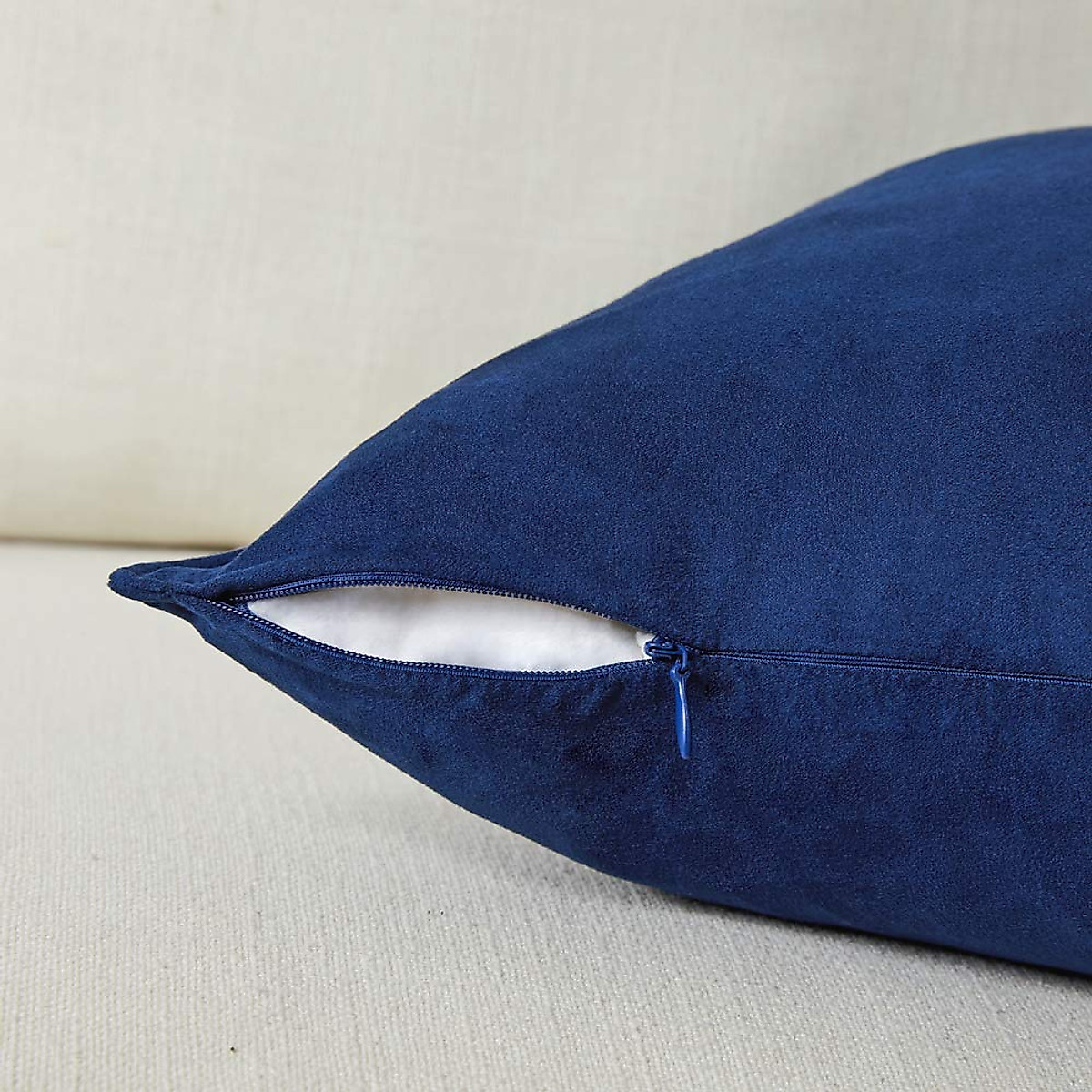 Fancy Homi 2 Packs Premium Faux Suede Decorative Throw Pillow Covers, Super Soft Square Pillow Case,Solid Cushion Cover for Couch/Sofa/Bedroom (18" x 18", set of 2, Navy Blue)