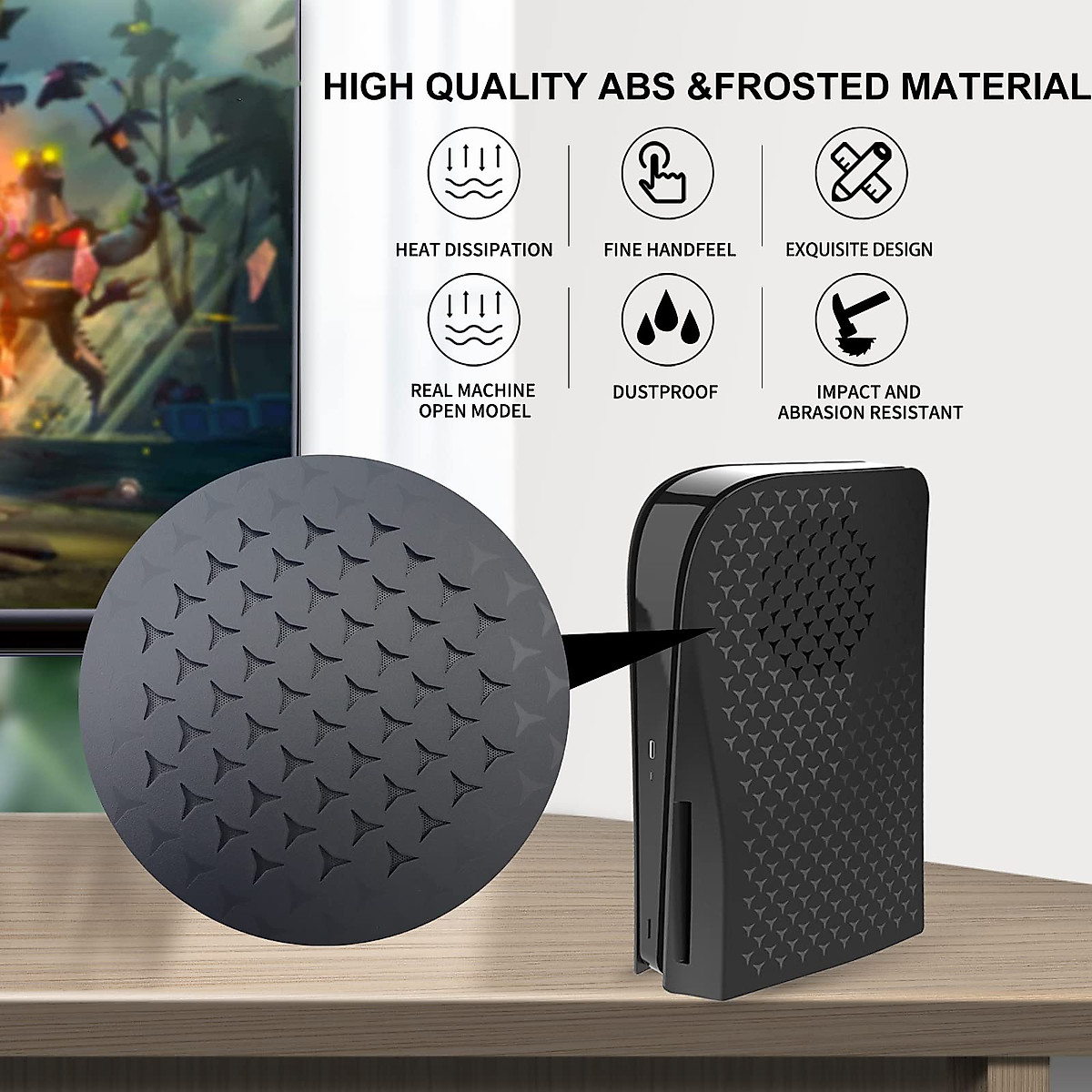 PS5 Console Face Plates,Playstation 5 Accessories with Fan Vents Faceplate，with Dust Filter for Cooling Vents,Shockproof ABS Shell Cover Case (Pattern Disc Edition)