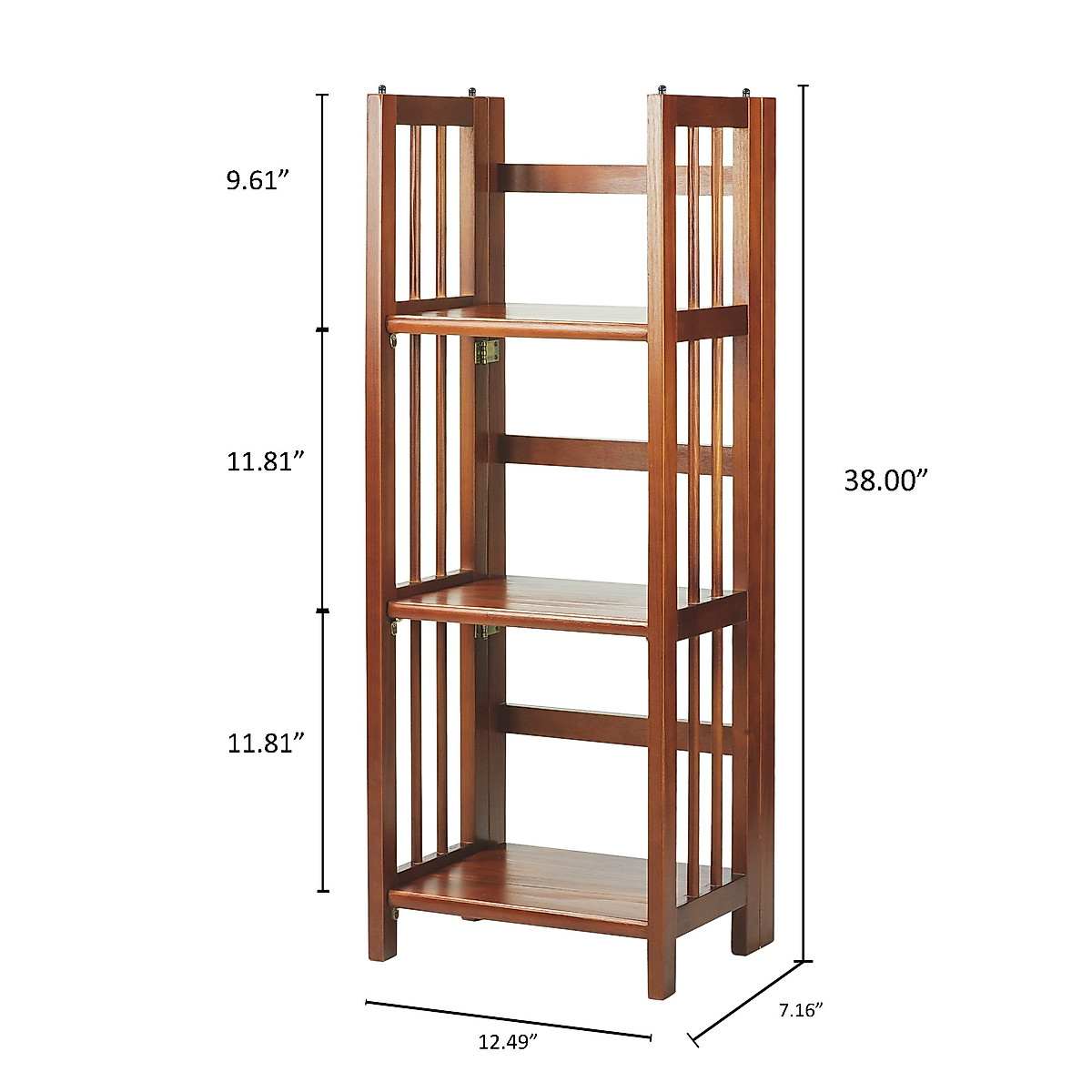 Casual Home 3-Shelf Folding Bookcase (14" Wide)-Mahagony