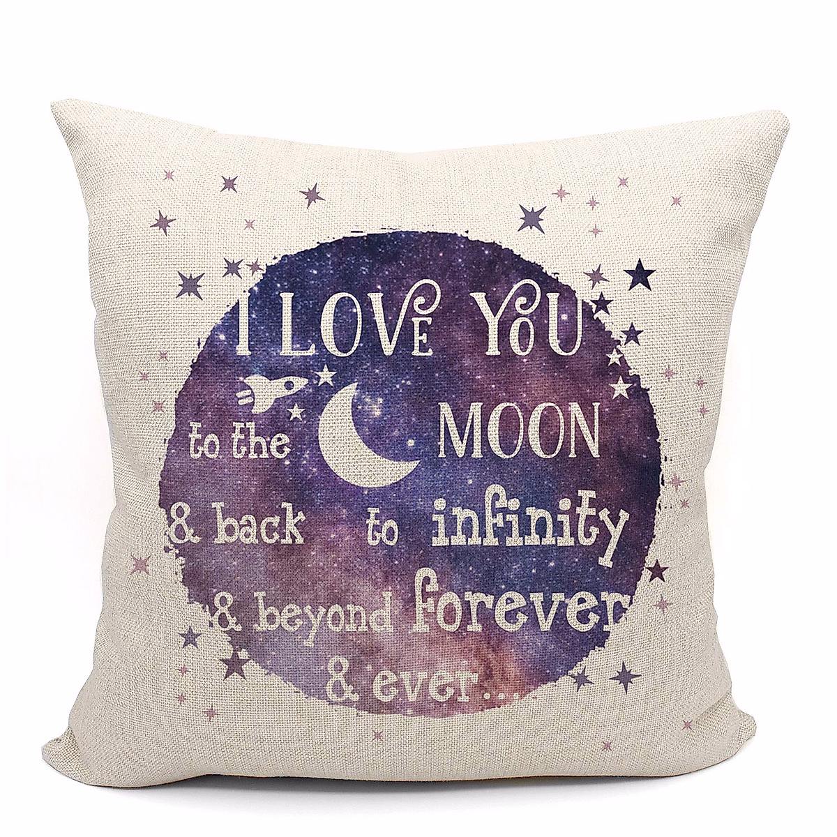 Mancheng-zi i love You to The moon and back Pillow Covers 18x18, to The moon and back Linen Cushion Cover for Sofa Couch Bed