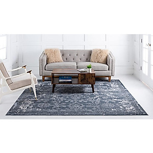 Unique Loom Portland Collection Area Rug - Albany (7' 10" Square, Blue/ Gray)