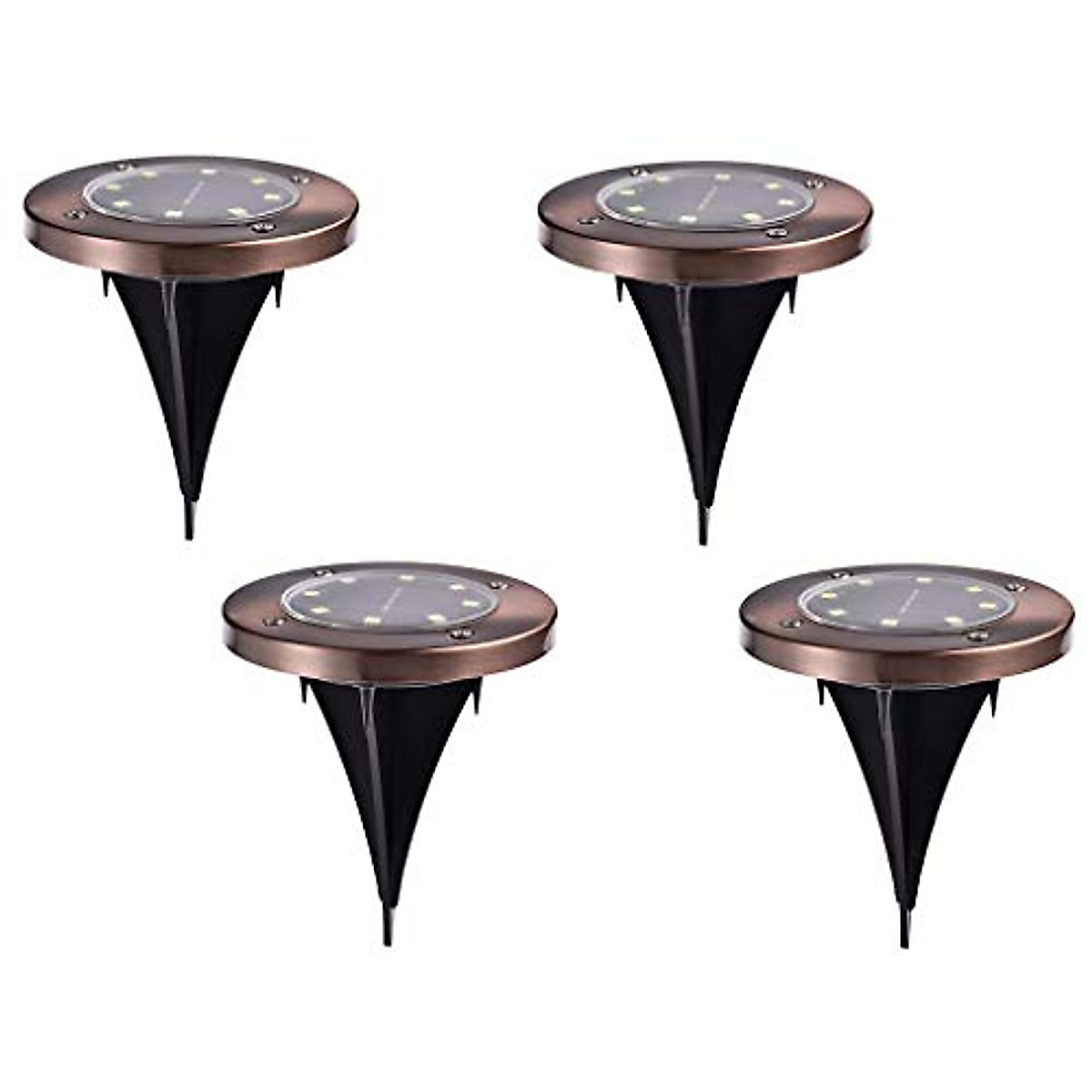 Solar Ground Lights 8 LED Disk Light Solar Powered Outdoor in-Ground Lights for Garden Driveways Lawn Yard Driveway Walkway Pool Patio Deck Pathway,6 Pack,White,Copper/Bronze Finish